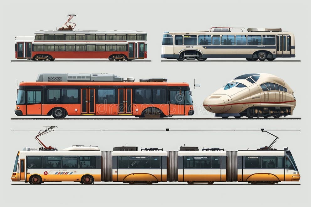 A Collection of Four Distinct Types of Buses. Ideal for Transportation ...