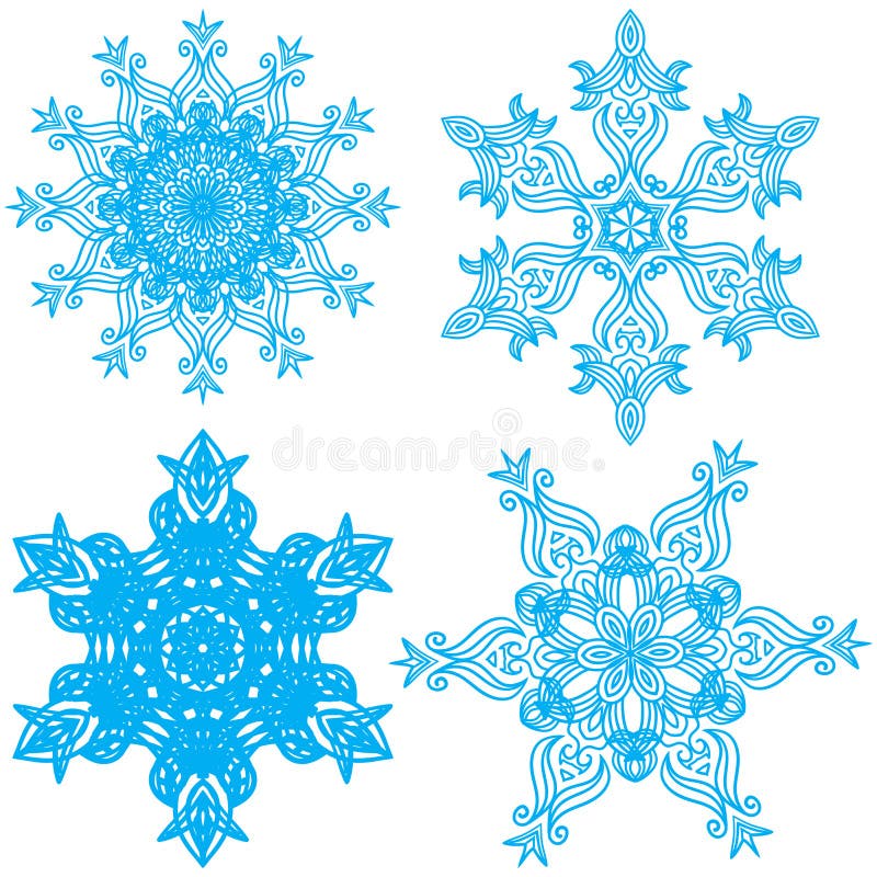 Collection of Four Elegance Snowflakes Stock Vector - Illustration of ...