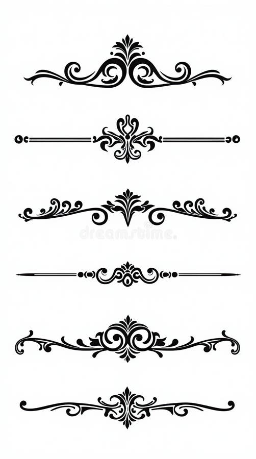 Elegant Black Ornamental Border Designs on White Background Stock ...