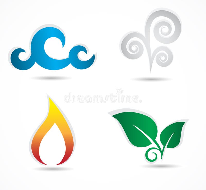 Collection of Four Elements Icons. Stock Vector - Illustration of icons ...