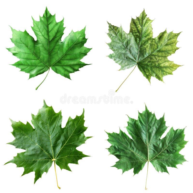 A Collection of Four Green Maple Leaves Stock Illustration ...