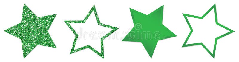 Set of Four Green Stars Sparkling and Shining Stock Vector ...