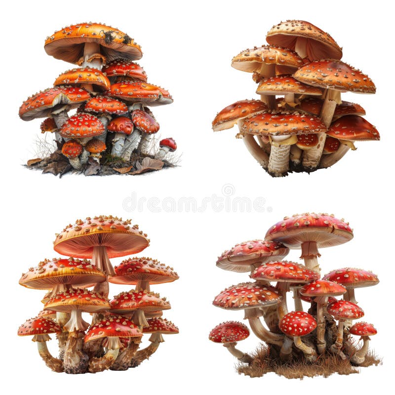 A Collection of Four Groups of Red Stock Photo - Illustration of stem ...