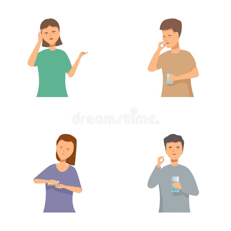 Set of Illustrations Depicting Common Cold Symptoms Stock Vector ...