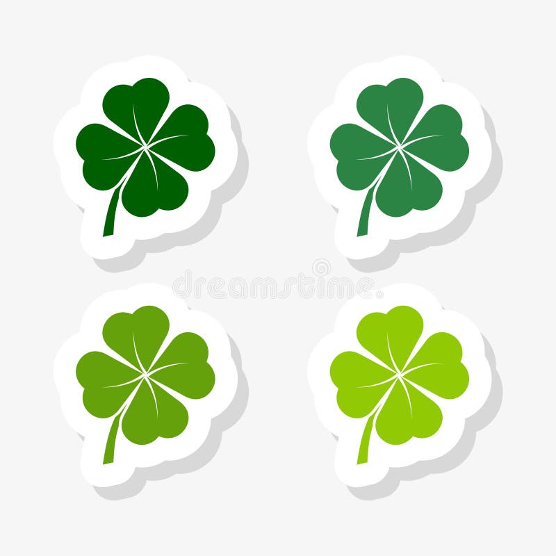 Collection of Four Leaf Clovers Sticker Icon Stock Vector ...