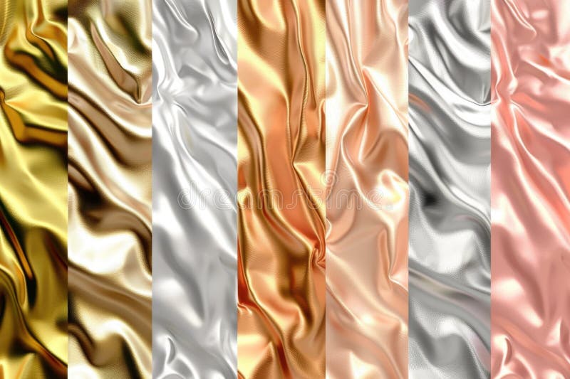 A Collection of Four Silk Fabrics in Different Colors, Displayed ...