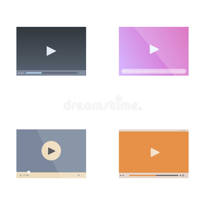 Set of Modern Play Buttons and Video Players Stock Illustration ...