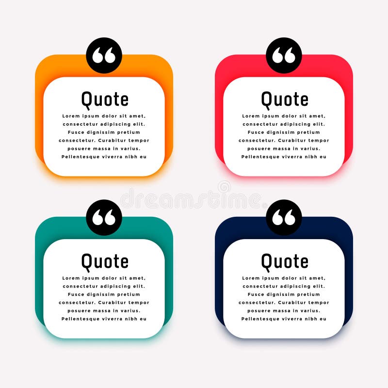Collection of Four Testimonials Quotation Mark Template Design Stock ...