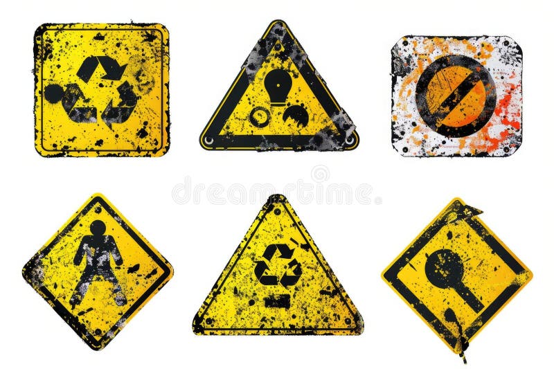 A Collection of Four Warning Signs on a White Background. Suitable for ...