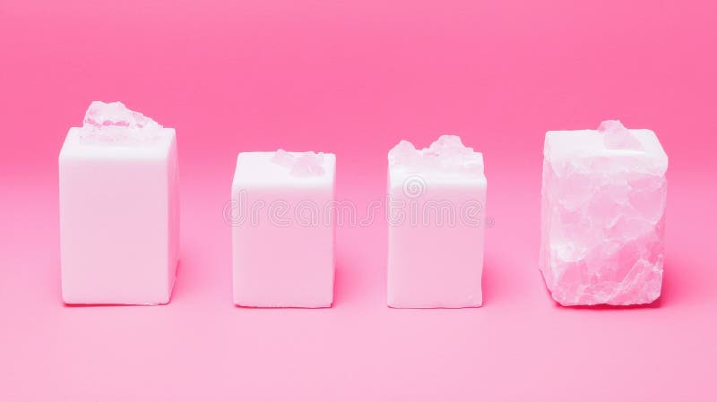 A Collection of Four White, Cube-shaped Objects with Varying Degrees of ...