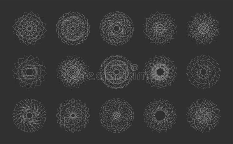 Collection Fractal Elements and Various Decorative Signs. Abstract ...