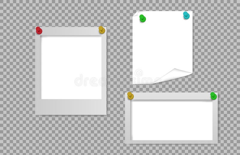 Frame Note Paper with Pin, Transparent Background Stock Illustration ...