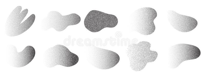 Collection of Freeform Organic Elements with Noise Stipple Dots. Vector ...