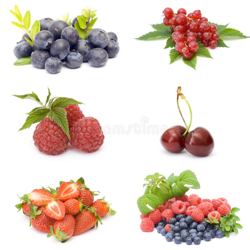 Collection of Ripe Berry Fruits Isolated Stock Photo - Image of healthy ...