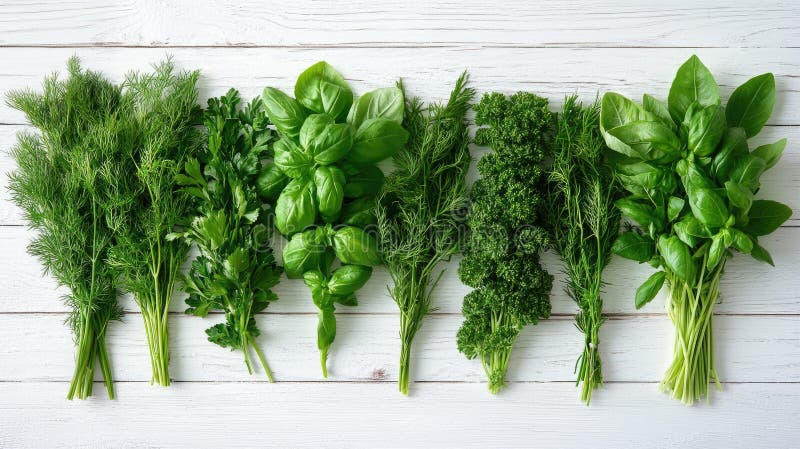 Collection of Fresh Green Herbs - Basil, Parsley, Mint, and More for ...