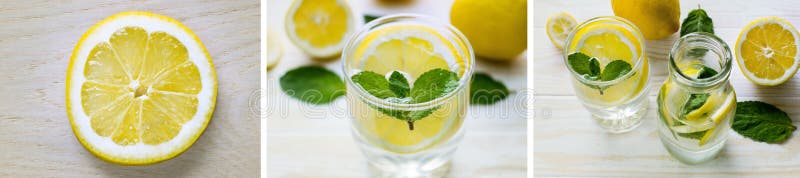 Collection of Fresh Lemon Drink. Healthy Food Stock Photo - Image of ...