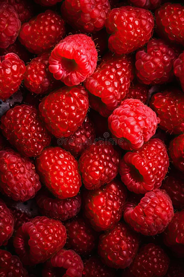 Collection of Fresh Ripe Raspberries, AI-generated. Stock Illustration ...