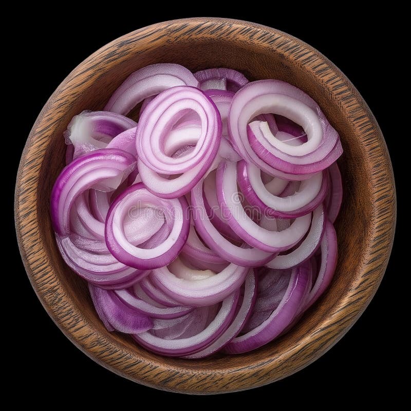 Fresh Onion Slices Isolated on Black Background Stock Illustration ...
