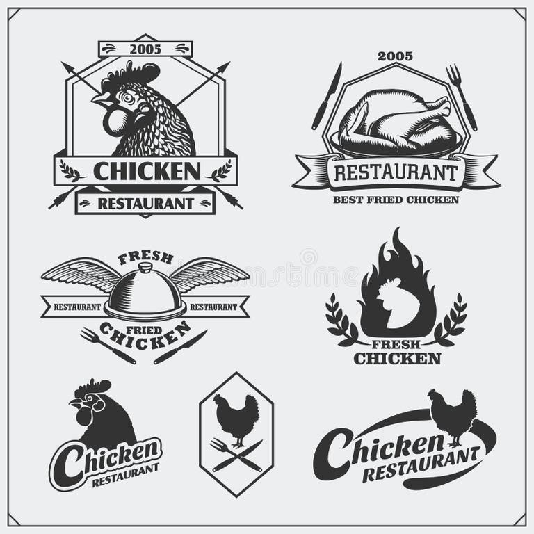 Collection of Fried Chicken Meat Labels, Badges, Emblems and Design ...