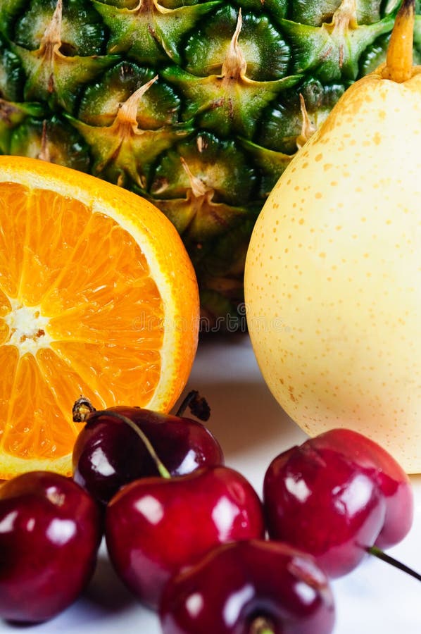 A Collection of Fruit Closeup Stock Image - Image of pineapple, cherry ...