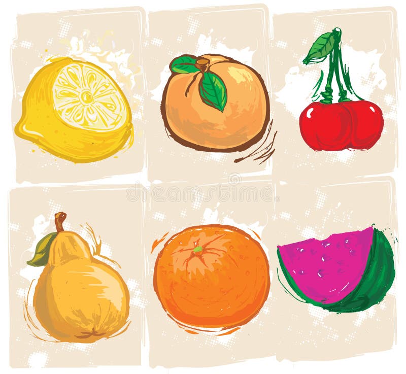 Collection of fruits stock illustration. Illustration of painting ...