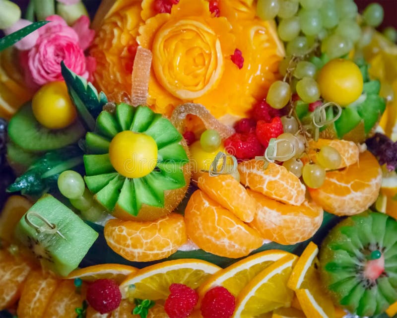 Collection of Fruits Beautifully Decorated in the Basket Stock Photo ...