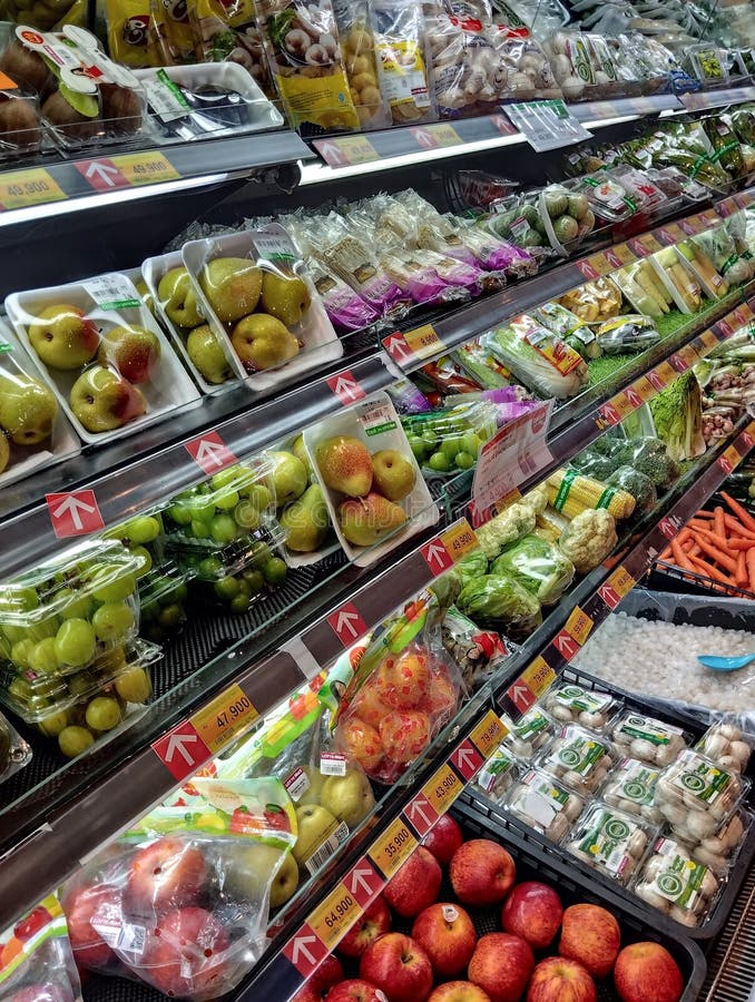 Collection of Fruits and Vegetables on the Modern Market Editorial ...