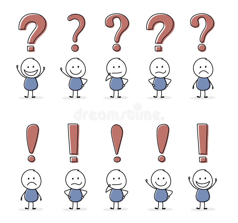 Funny Stickman Office Worker Asking the Question with Sign. Stock ...