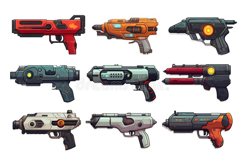 Collection of Future Weapons Isolated on White Background. Generative ...