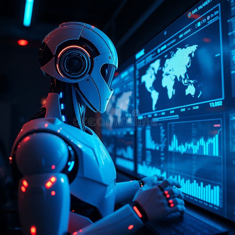 AI-Powered Robots in Cyber Operations Stock Illustration - Illustration ...