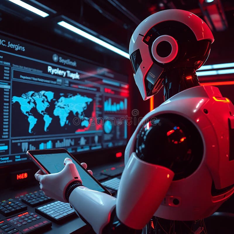 AI-Powered Robots in Cyber Operations Stock Illustration - Illustration ...