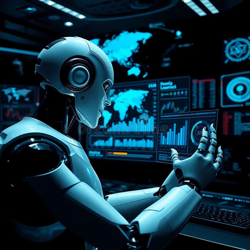 AI-Powered Robots in Cyber Operations Stock Illustration - Illustration ...