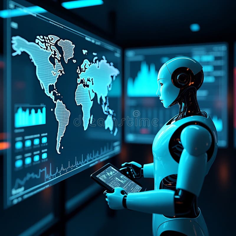 AI-Powered Robots in Cyber Operations Stock Photo - Image of music ...