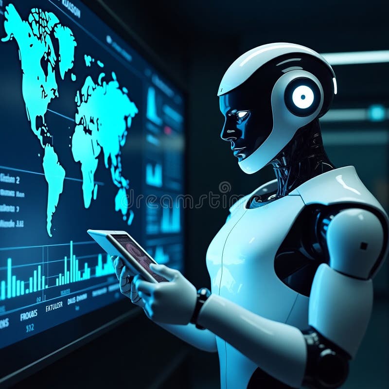 AI-Powered Robots in Cyber Operations Stock Image - Image of humanoid ...