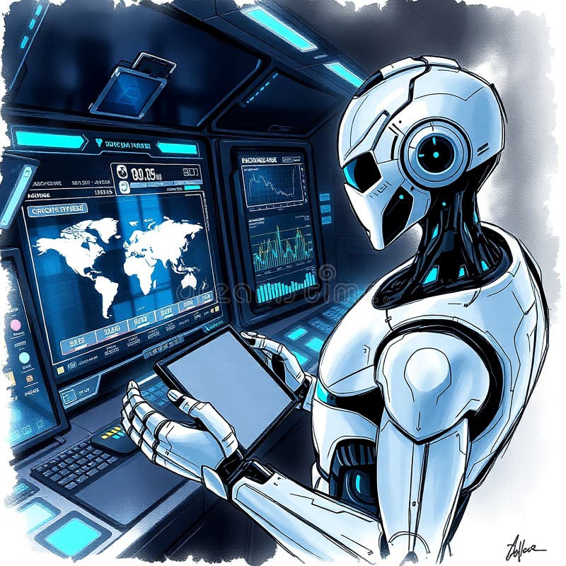 AI-Powered Robots in Cyber Operations Stock Image - Image of anime ...