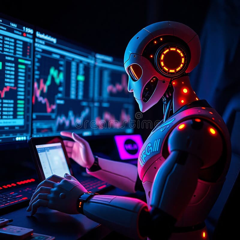 AI-Powered Robots in Cyber Operations Stock Image - Image of global ...