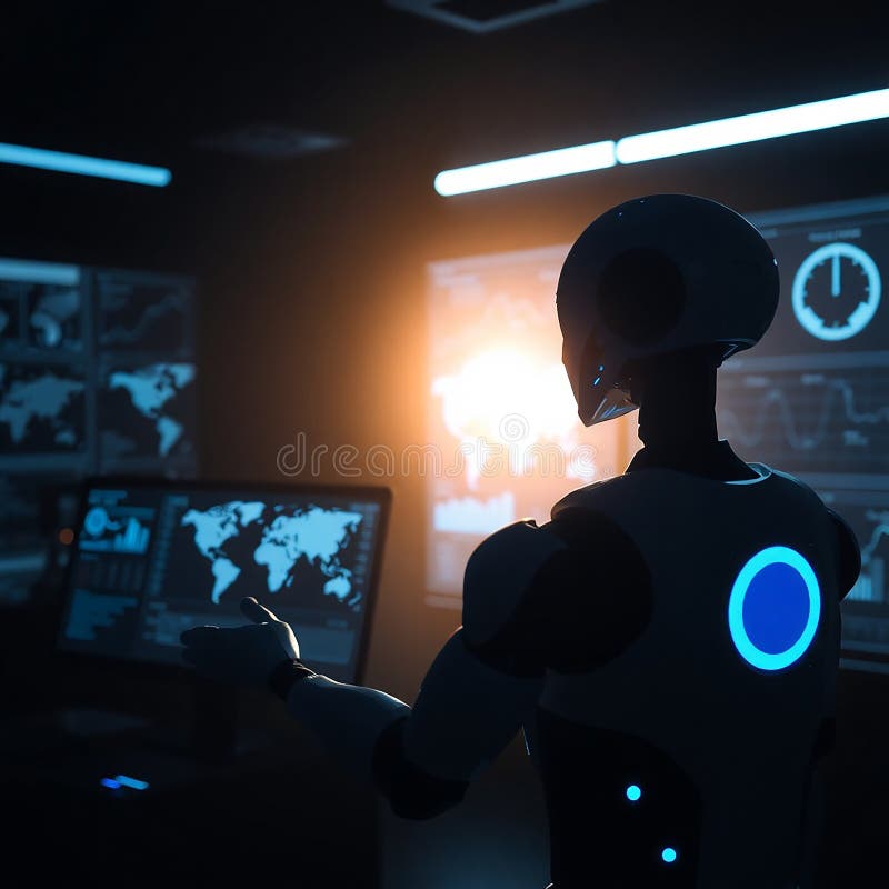 AI-Powered Robots in Cyber Operations Stock Image - Image of music ...