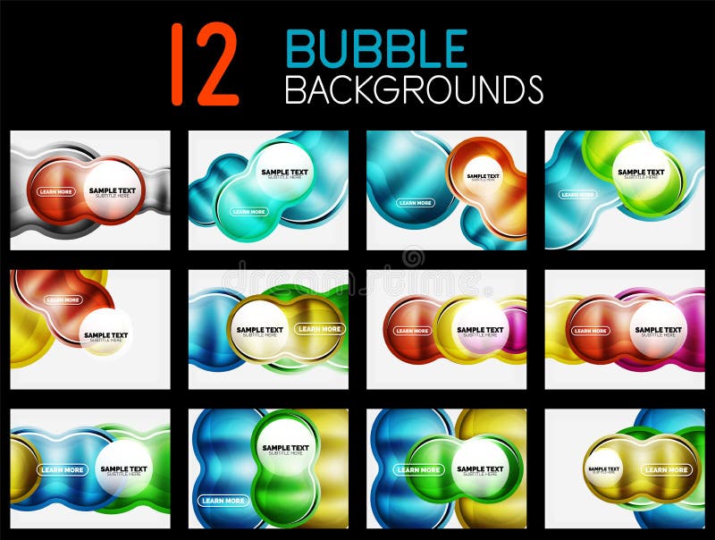 Collection of Futuristic Glass Bubbles Backgrounds Stock Vector ...