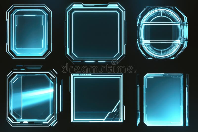 A Collection of Futuristic Glass Frames on a Dark Background, Perfect ...