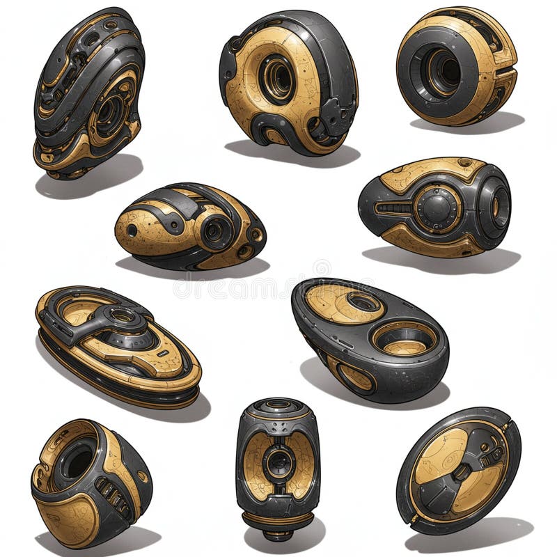A Collection of Futuristic Mechanical Objects Featuring a Sleek Design ...