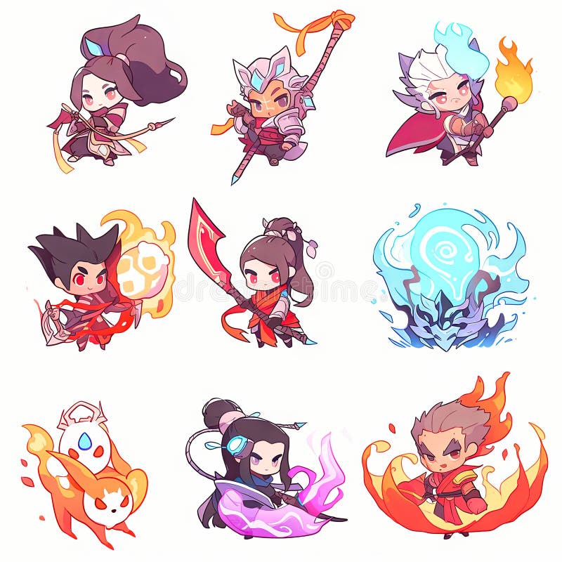 9 Collection of Gamer Character Stickers Stock Image - Image of ...