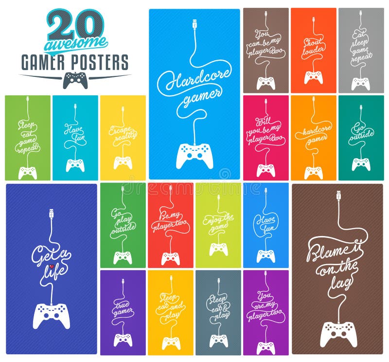 Collection of Gaming Related Posters Stock Vector - Illustration of ...
