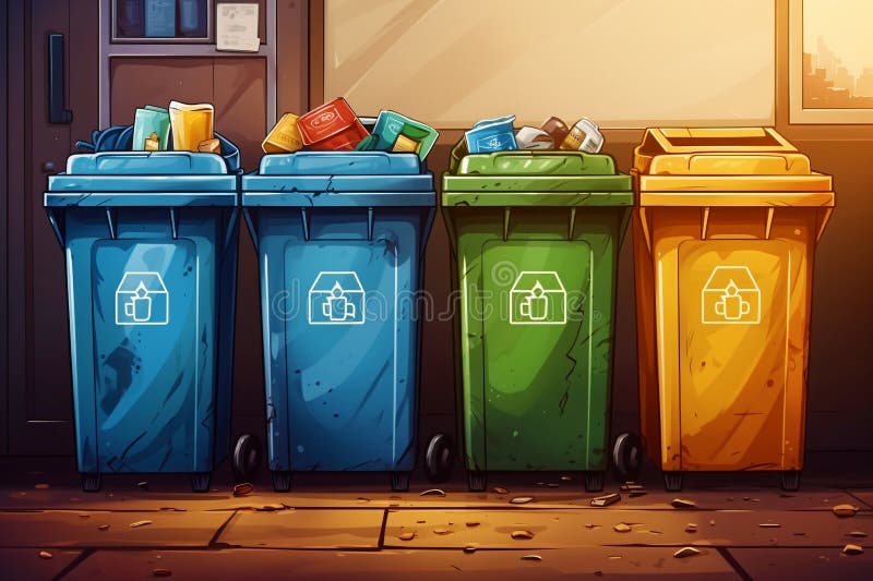 Collection of a Garbage Can Full of Various Types of Garbage, the ...