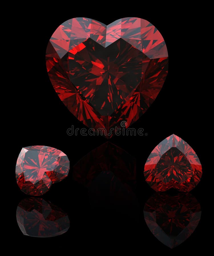 Collection Garnet Shape of Heart on Black Stock Illustration ...