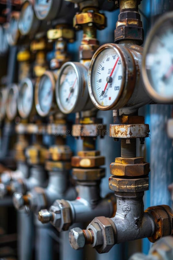 A Collection of Gauges Mounted on a Wall. Suitable for Industrial ...