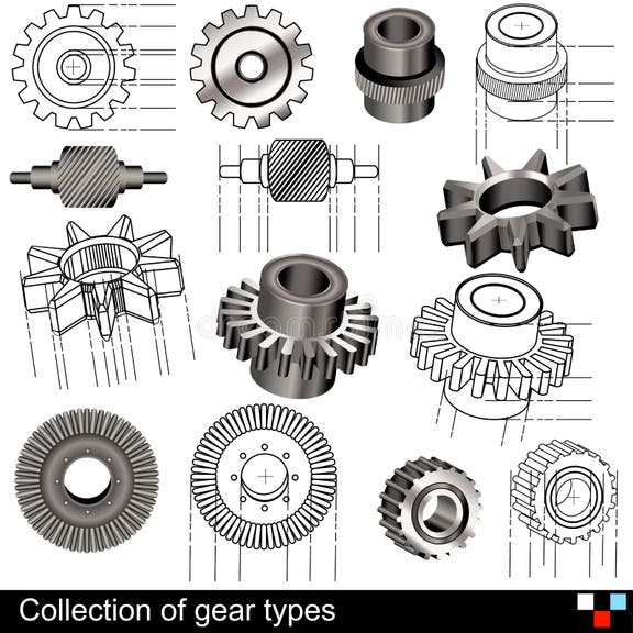 Collection of gear types stock vector. Illustration of metal - 27025922