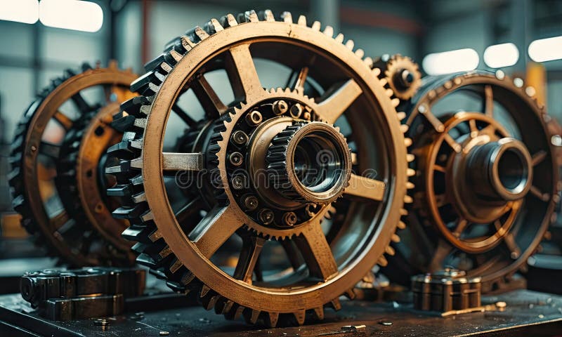 A Collection of Gears are Displayed in a Factory Setting. Stock ...