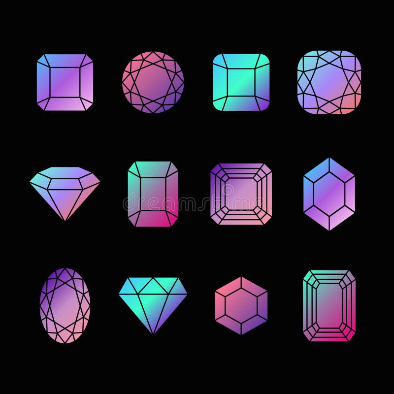 Collection Gem and Jewel Elements Icons for Your Design Stock Vector ...