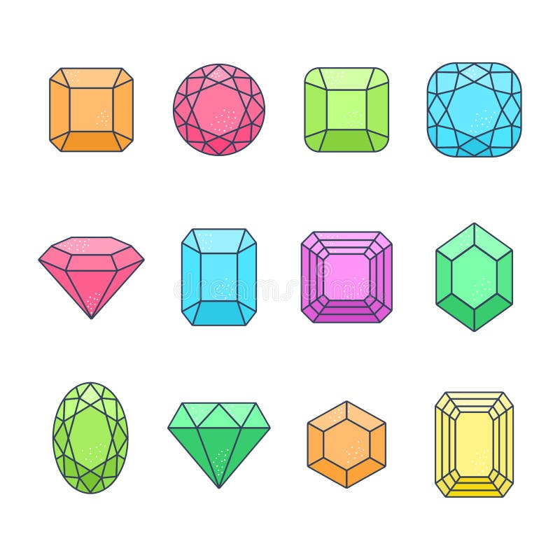 Collection Gem and Jewel Elements Icons for Your Design Stock Vector ...