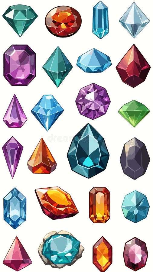 A Collection of Gemstone Images Cartoon Drawing Artwork Vector Ai ...